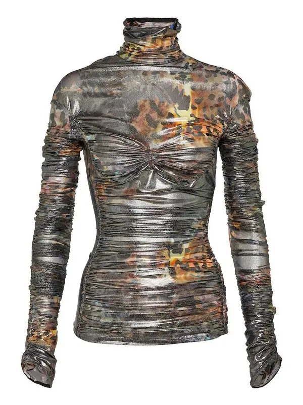 MUGLER Printed Ruched Top - Multicoloured