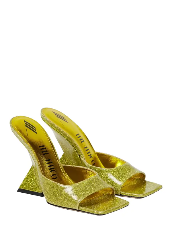 Attico Cheope Glitter Mules - Green
