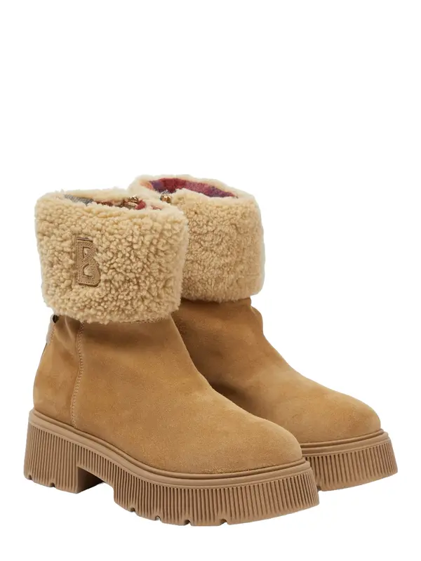 Bogner Turin Suede And Shearling Ankle Boots - Beige