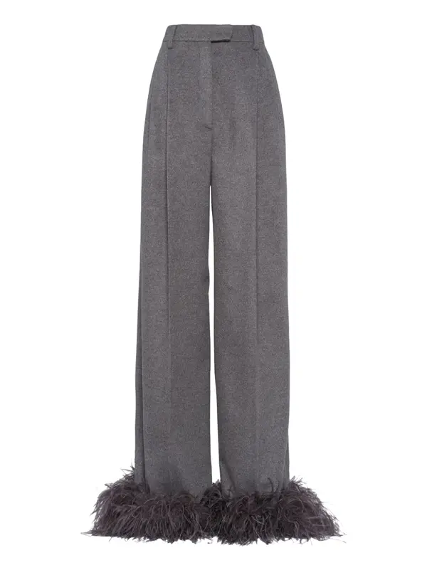 Prada Feather-trim Cashmere Trousers - Grey