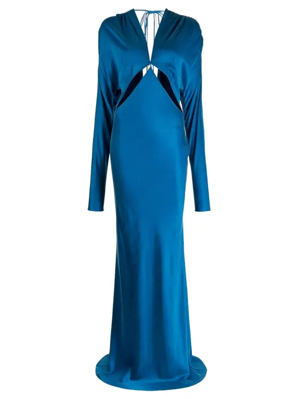 ALEKSANDRE AKHALKATSISHVILI Cut-out Detail Maxi Dress - Blue
