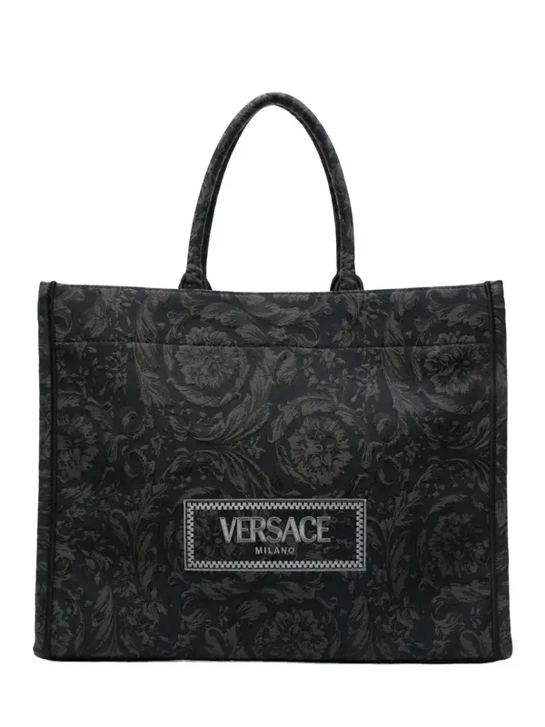 Versace Barocco Athena Jacquard Canvas Tote Bag - Black