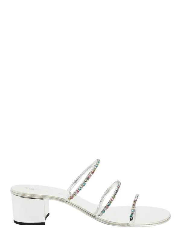 GIUSEPPE ZANOTTI 40mm Embellished Heeled Sandals - Silver