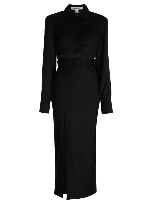 Matériel Cut-out Detail Belted Wool Dress - Black