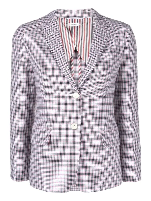 Thom Browne Check Crepe Single-breasted Blazer - White