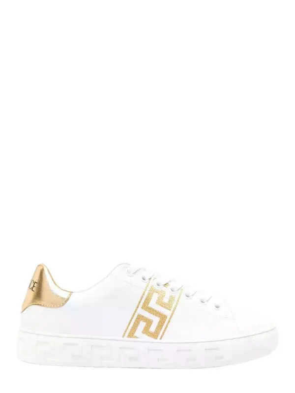 Versace Greca-embroidered Leather Sneakers - White