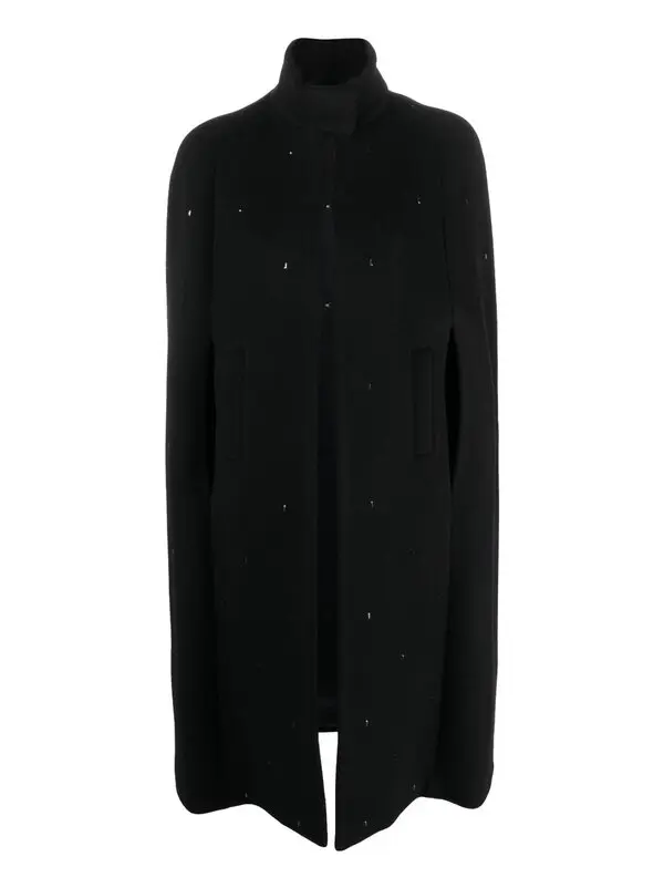 Peserico Crystal-embellished Brushed Maxi Cape - Black