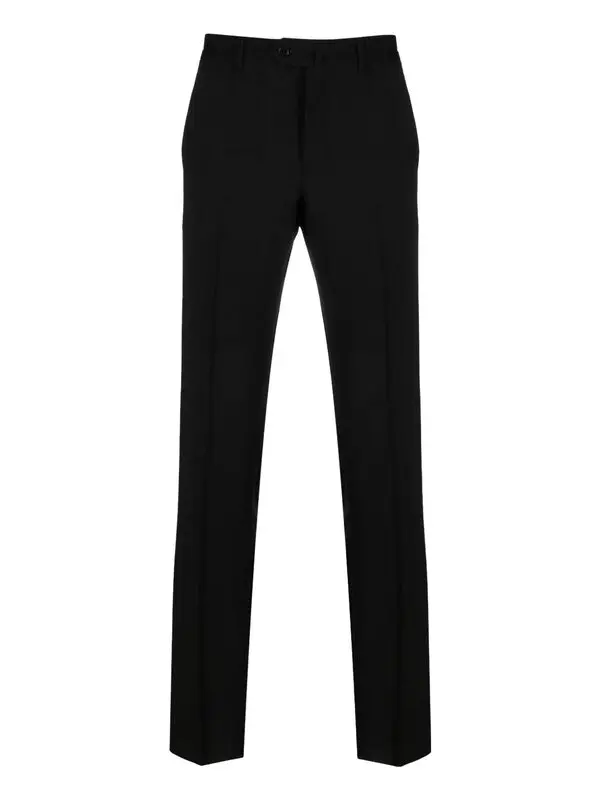 Emporio Armani Virgin Wool Tapered Trousers - Black