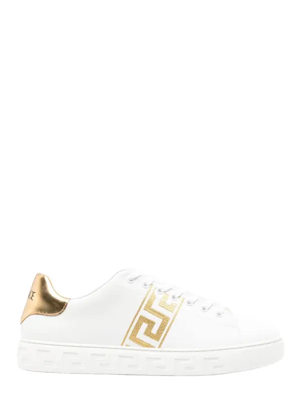 Versace Greca Embroidered Sneakers - White