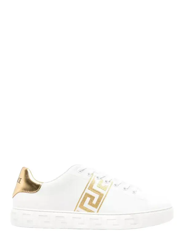 Versace Greca Embroidered Sneakers - White