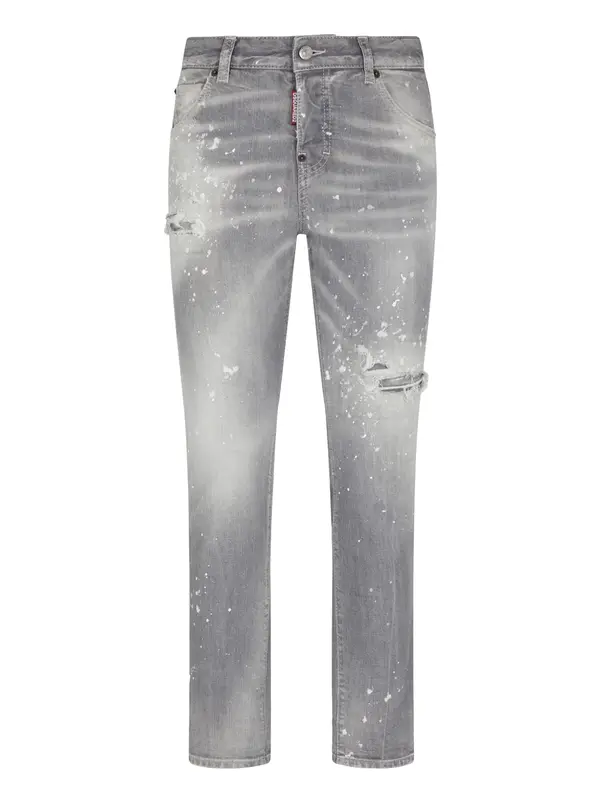 Dsquared2 Paint-splatter Ripped Slim Jeans - Grey