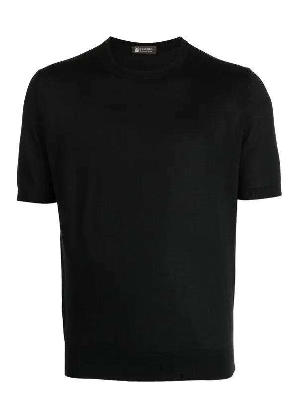 Colombo Crew-neck Fine-knit T-shirt - Black