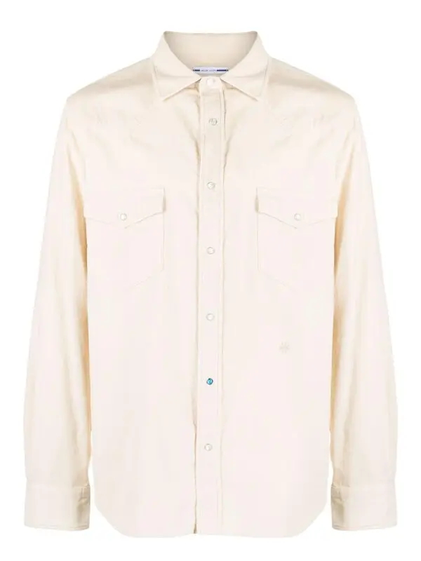 Jacob Cohen Logo-embroidery Corduroy Cotton Shirt - Neutrals