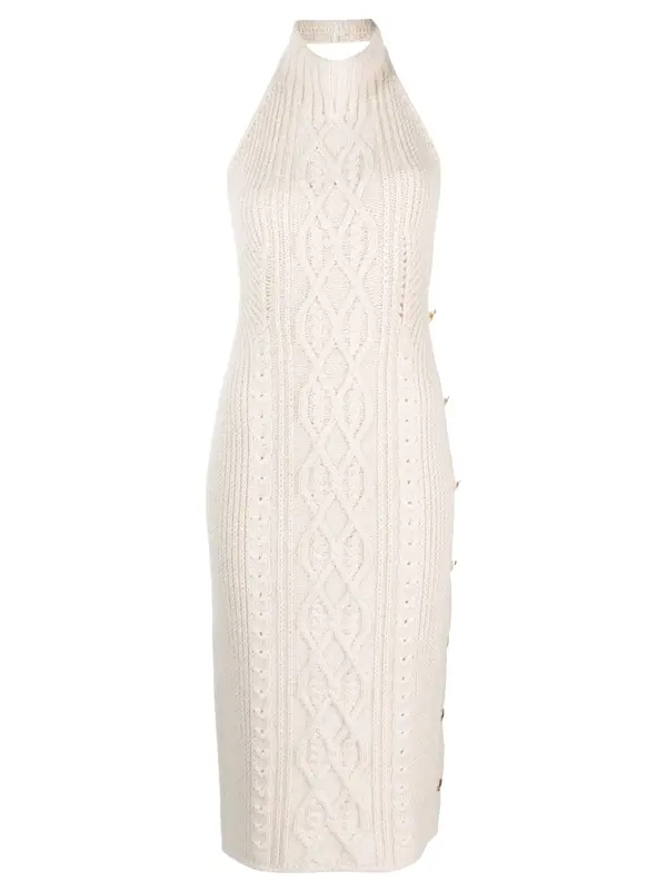 Palm Angels Open-back Knitted Midi Dress - Neutrals