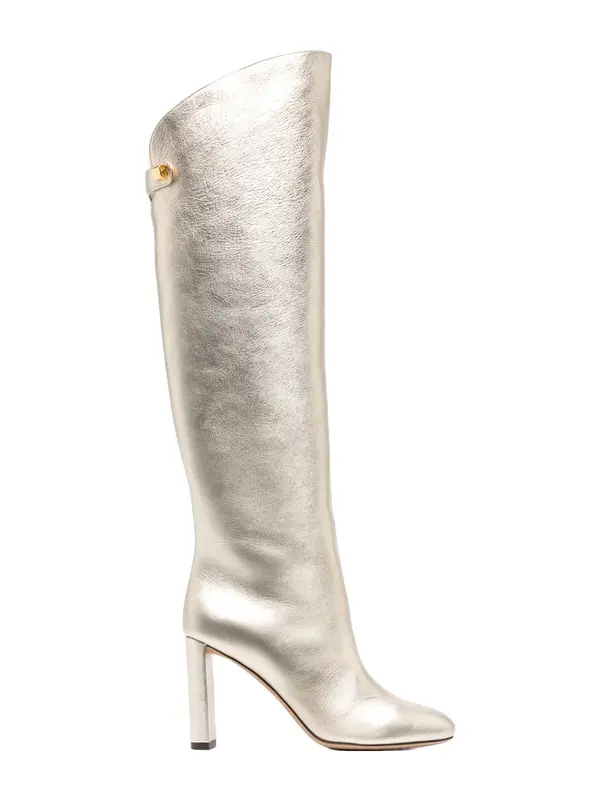 MAISON SKORPIOS 90mm Metallic Leather Boots - Gold