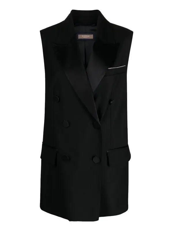 Peserico Double-breasted Sleeveless Vest - Black