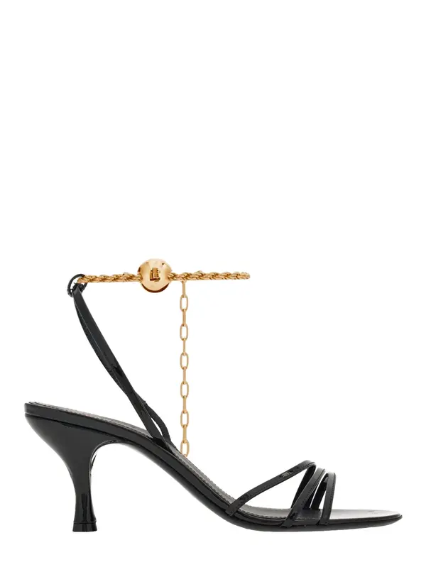 FERRAGAMO 70mm Cable-link Chain Leather Sandals - Black