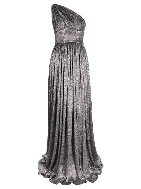 RHEA COSTA One-shoulder Metallic Gown - Silver