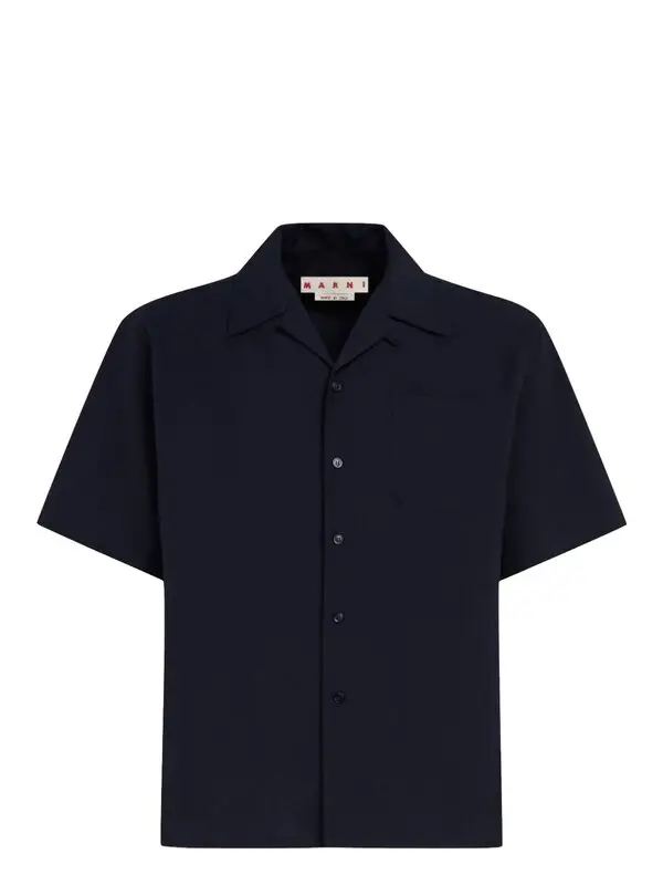 Marni Camp-collar Virgin Wool Shirt - Blue