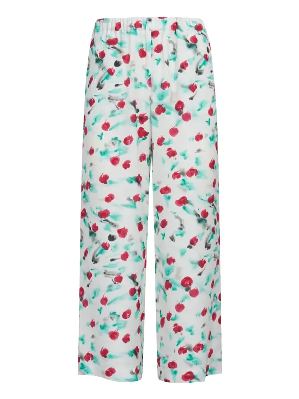 Marni Floral-print Cropped Trousers - White