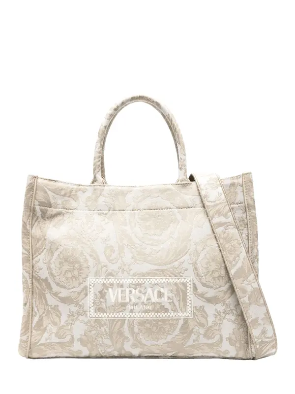 Versace Large Barocco Athena Tote Bag - Brown
