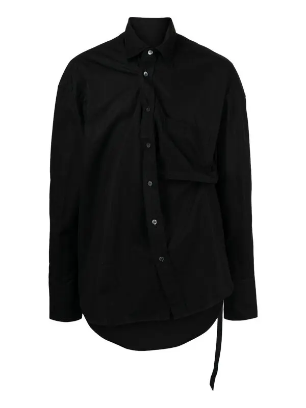 MARINA YEE Asymmetric Cotton-poplin Shirt - Black