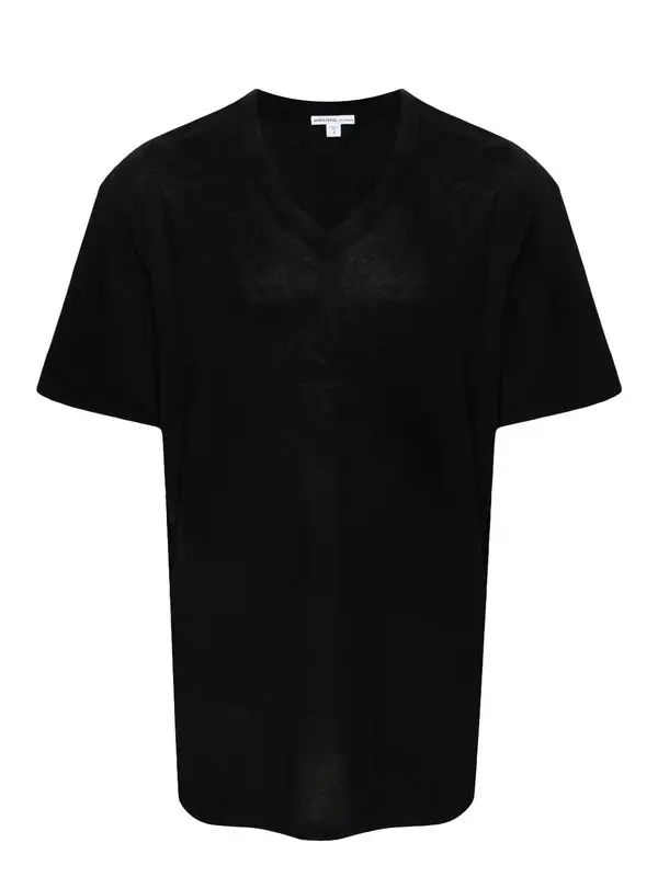 JAMES PERSE V-neck Cotton T-shirt - Black