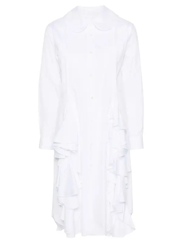 Comme Des Garçons Ruffled Bib-collar Midi Dress - White