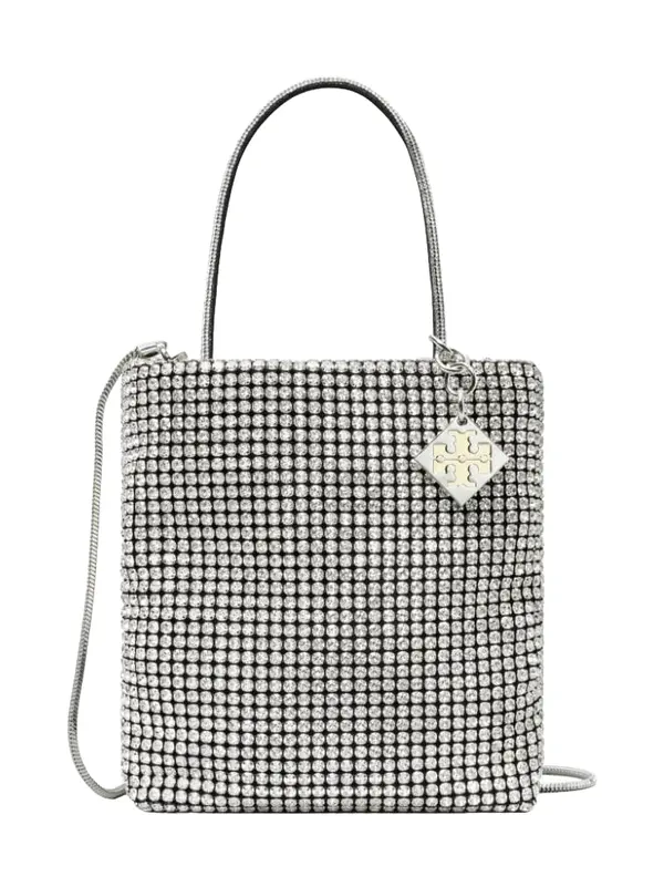 Tory Burch Mini Night Owl Crystal-embellished Tote Bag - Silver