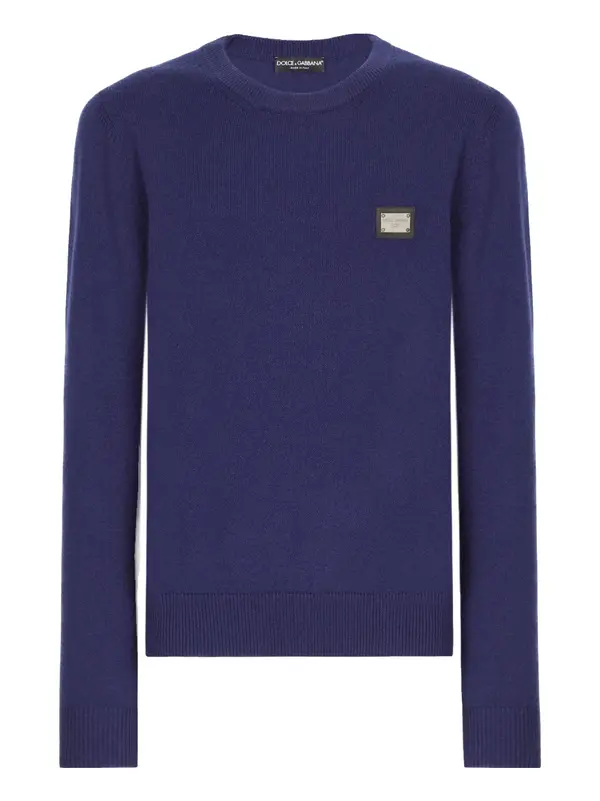 Dolce & Gabbana Logo-plaque Wool Jumper - Blue