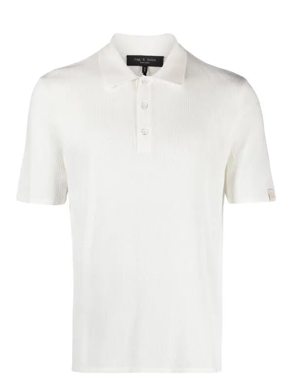 Rag & Bone Harvey Ribbed-knit Polo Shirt - White