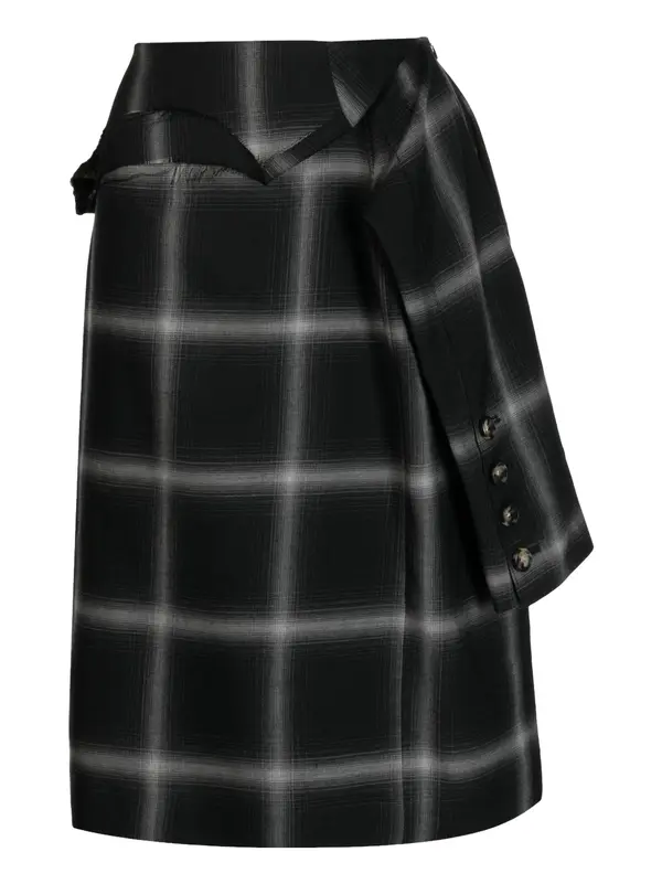 MARINA YEE Birkin Plaid Wool Skirt - Black