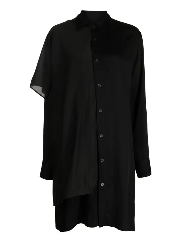 Yohji Yamamoto Satin Stole Shirtdress - Black