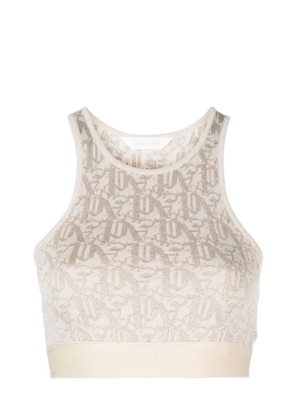 Palm Angels Monogram-jacquard Knitted Bra - Neutrals
