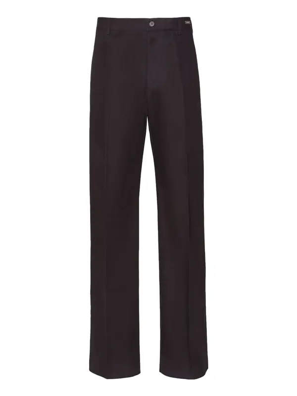 FERRAGAMO Flared Cotton Chino Trousers - Black
