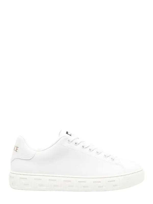 Versace Greca-embossed Leather Sneakers - White