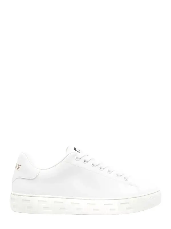 Versace Greca Embossed Calf Leather Sneakers - White