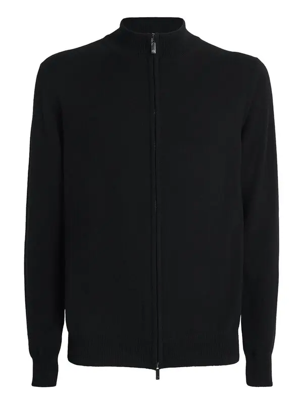 Giorgio Armani Cashmere Zip-up Cardigan - Black