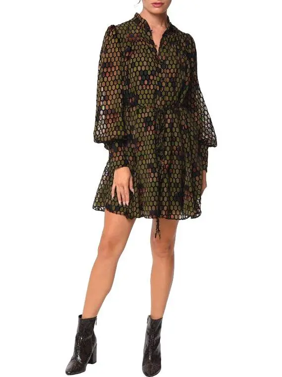 CIEBON Suxie Geo Print Mini Shirtdress - Green Multi