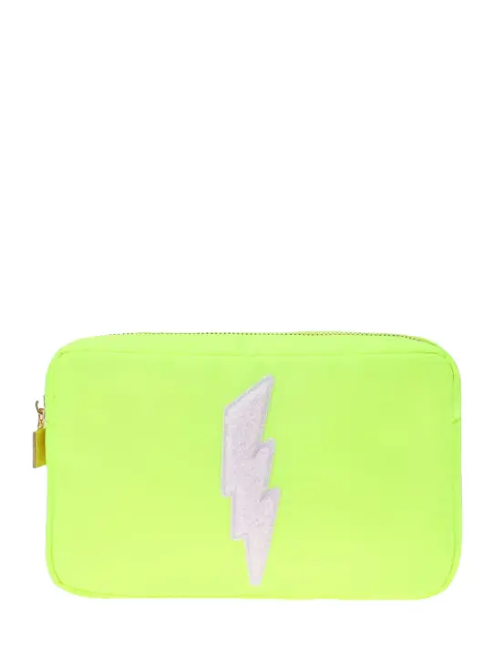BLOC BAGS Embroidered Cosmetics Bag - Neon Yellow