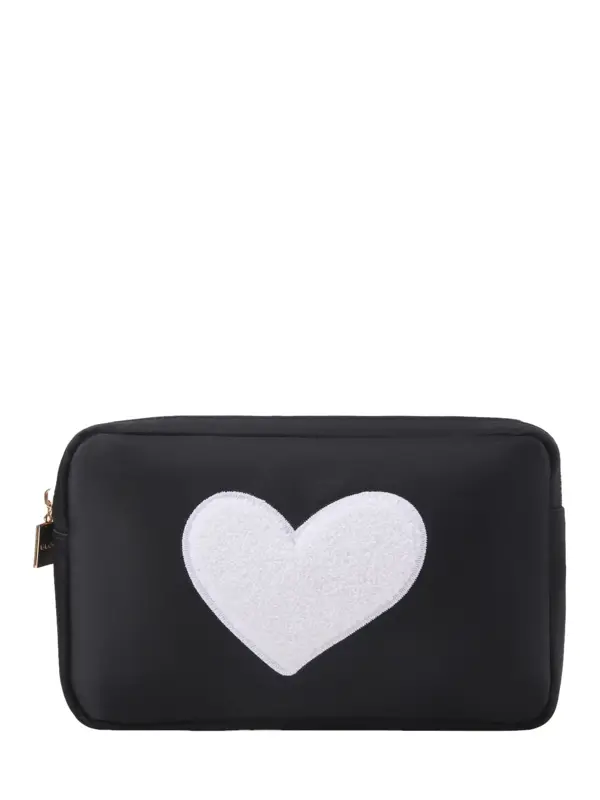 BLOC BAGS Medium Heart Cosmetic Bag - Black/white