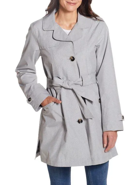 Gallery Belted Raincoat - Black/white