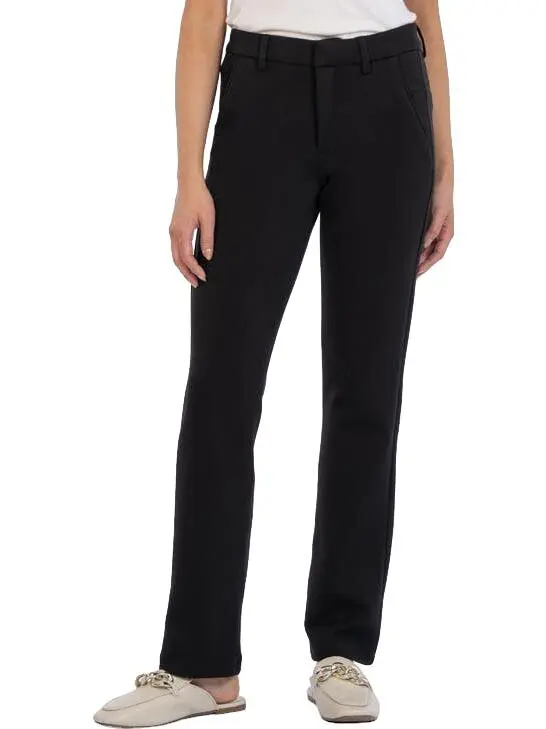 Kut From The Kloth High Waist Slim Straight Leg Ponte Trousers - Black Jm