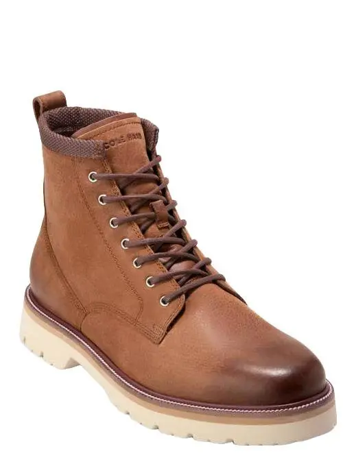 Cole Haan American Classic Waterproof Plain Toe Lace-up Boot - British Tan/alabaster Gleam