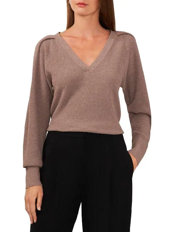 Halogen Raglan Ribbed V-neck Sweater - Taupe