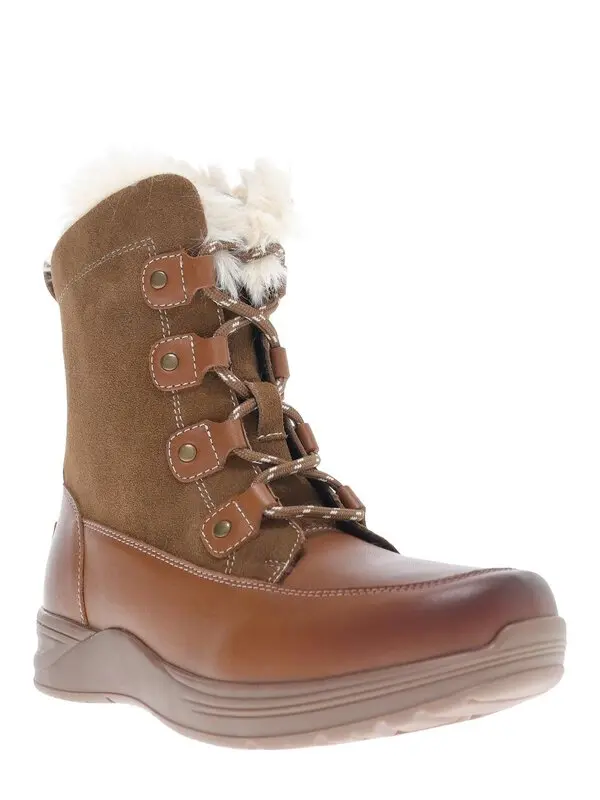PROPET Dulcie Faux Fur Trim Bootie - Brown