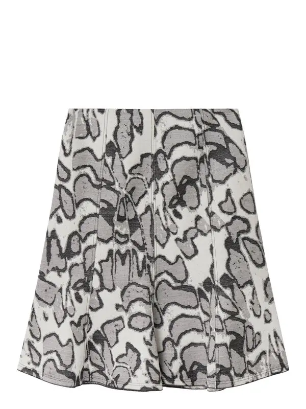 Stella McCartney Abstract Moth Jacquard Belted A-line Skirt - Grey
