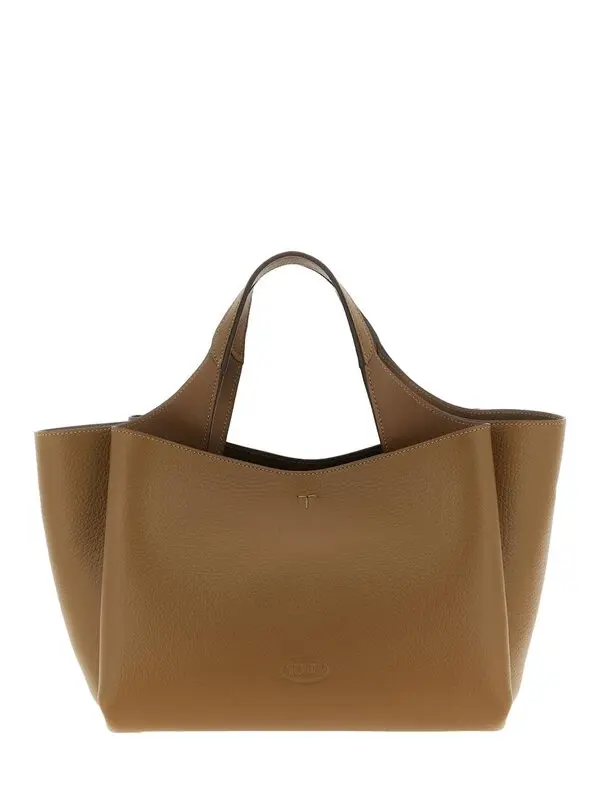 TOD'S Grained Leather Handbag - Cocoa