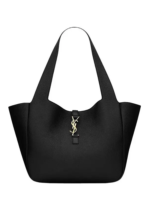 Saint Laurent Le 5 A 7 Bea Shoulder Tote Bag - Black Grained Leather/gold