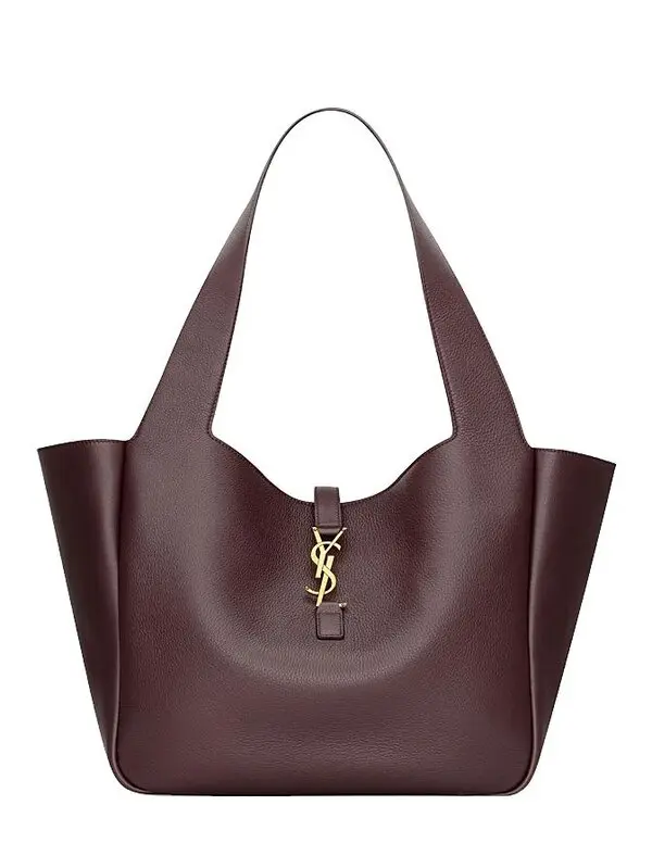 Saint Laurent Le 5 A 7 Bea Shoulder Tote Bag - Raisin Grained Leather/gold